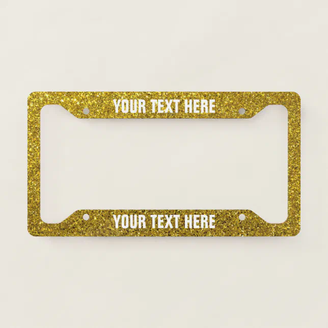Create Your Own Yellow Gold Glitter License Plate Frame | Zazzle