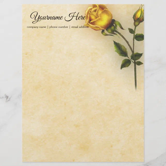 Create Your Own Yellow Rose Letterhead | Zazzle