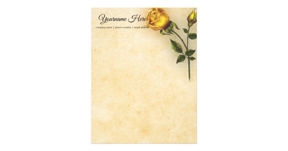 Create Your Own Yellow Rose Letterhead | Zazzle.com