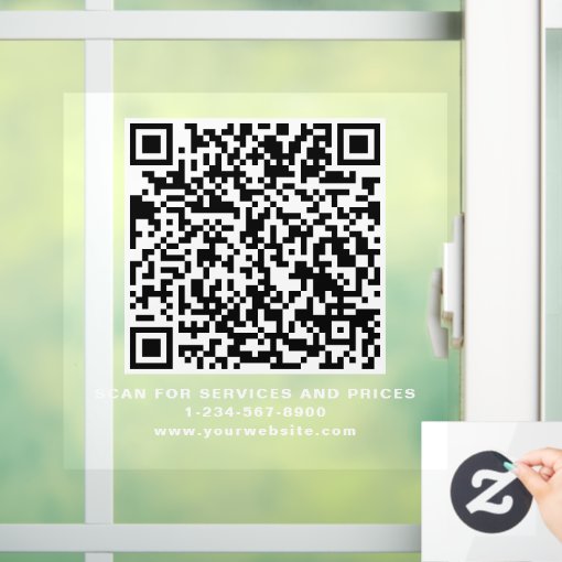 Create Your QR Code Business White Window Cling | Zazzle