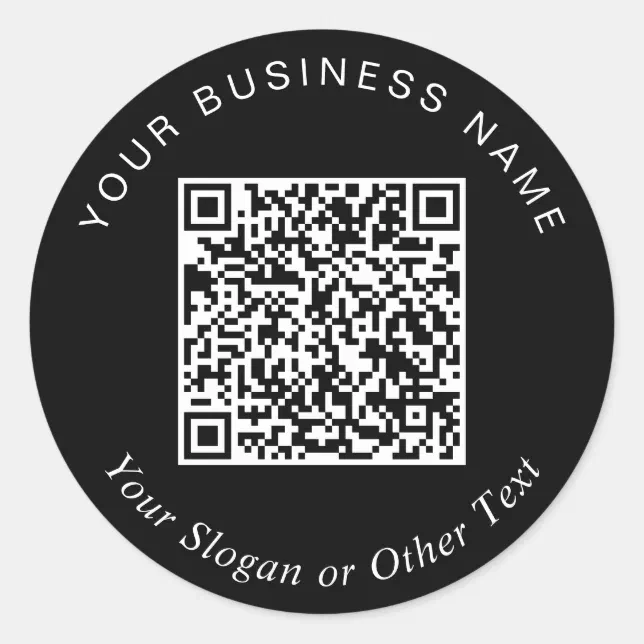 Create Your QR Code Promotional Black Classic Round Sticker | Zazzle