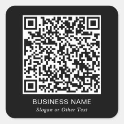 Create Your Website QR Code Promotional Black Square Sticker | Zazzle