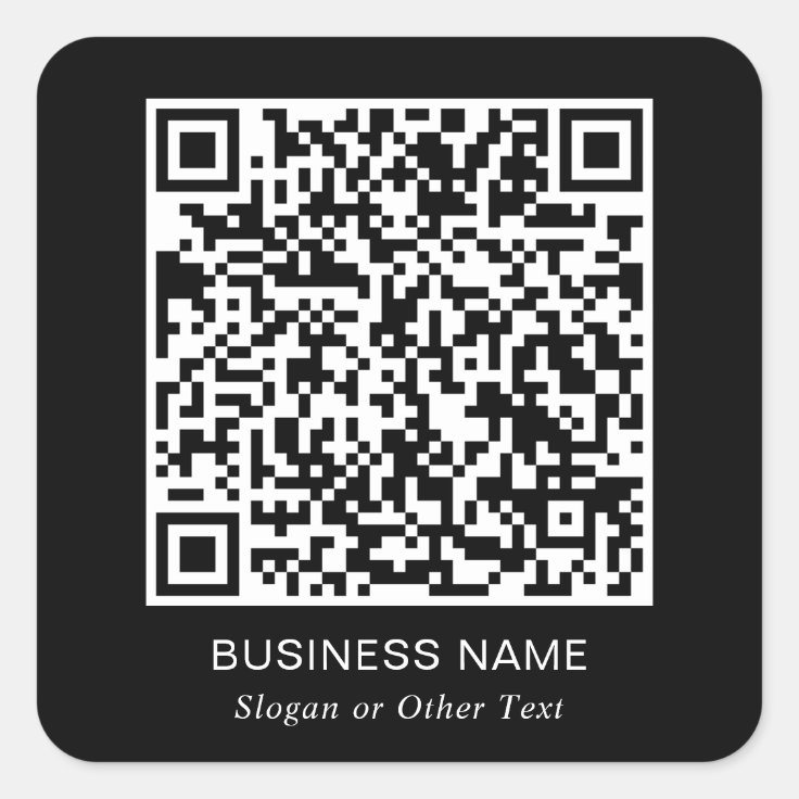 Create Your Website QR Code Promotional Black Square Sticker | Zazzle