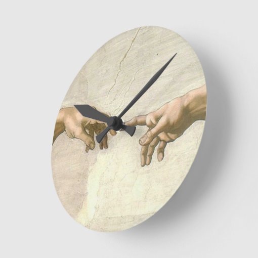 Creation of Adam Hands - Michelangelo Round Clock | Zazzle