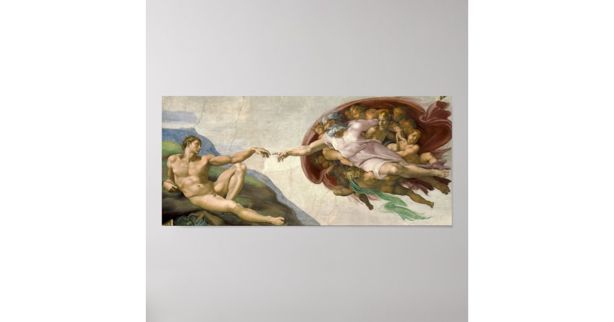 Creation of Adam - Painted by Michelangelo Poster | Zazzle