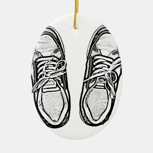Creative Art shoes sneakers pencil art graphics bl Ceramic Ornament ...