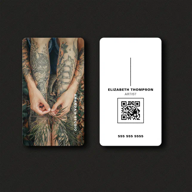 Creative Artist Custom Artwork Photo With QR Code Business Card | Zazzle