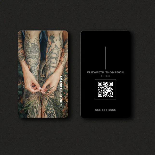 Creative Artist Custom Artwork Photo With QR Code Business Card | Zazzle