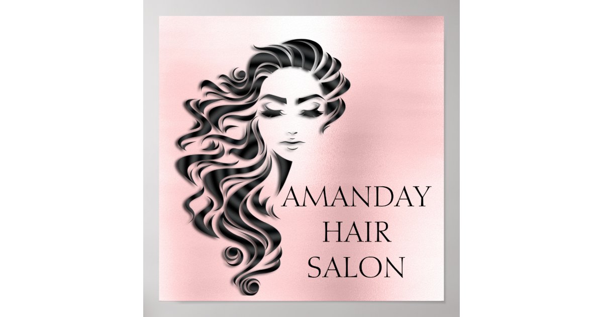 Creative Beauty Salon Lashes Hair Extension Pink Poster | Zazzle
