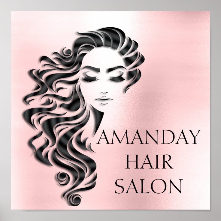 Creative Beauty Salon Lashes Hair Extension Pink Poster | Zazzle