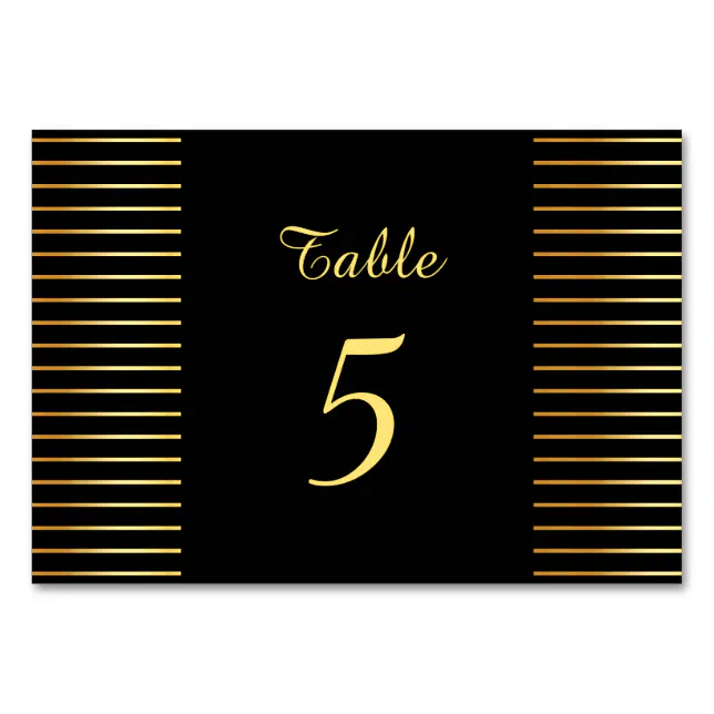 Creative Black And Gold Template Modern Elegant Table Number | Zazzle