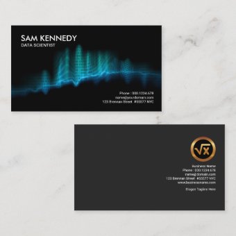 Creative Blue Binary Wave Flame Data Scientist Business Card | Zazzle