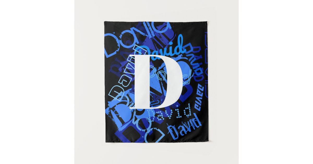 Creative Blue Monogram Tapestry | Zazzle