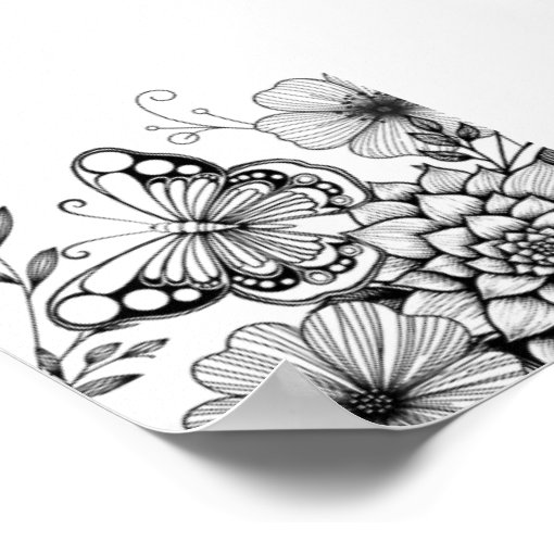 Creative Butterfly Color Page Poster | Zazzle
