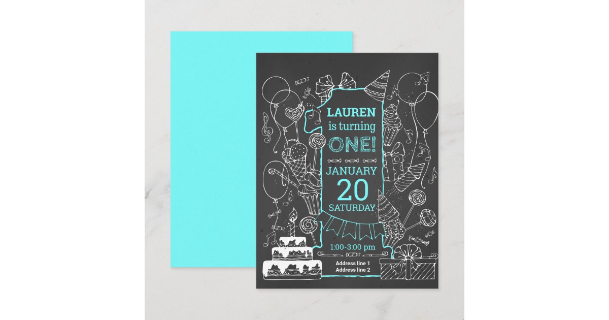 Creative Chalkboard Doodle Art Birthday Invites | Zazzle
