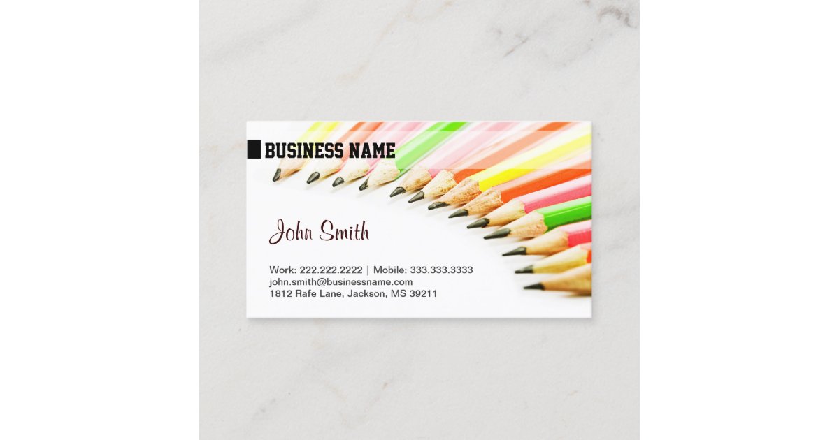 Creative Colored Pencils Design Business Card | Zazzle