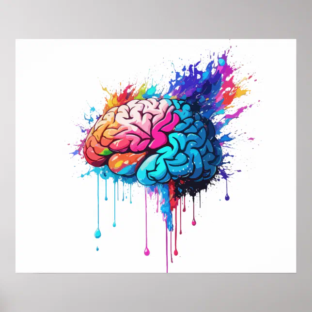 Creative Colorful Brain Splash Artwork Poster | Zazzle