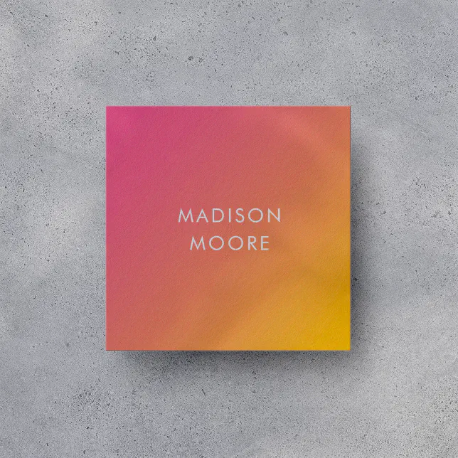 Creative Colorful Pink Yellow Gradient Ombré Square Business Card | Zazzle Creative Colorful Pink Yellow Gradient Ombré Square Business Card | Zazzle