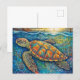 Creative Colorful Swimming Tortoise Illustration Postcard | Zazzle