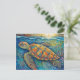 Creative Colorful Swimming Tortoise Illustration Postcard | Zazzle