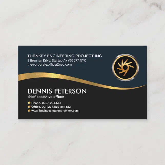 Creative Faux Gold Line Wave CEO Founder Business Card | Zazzle