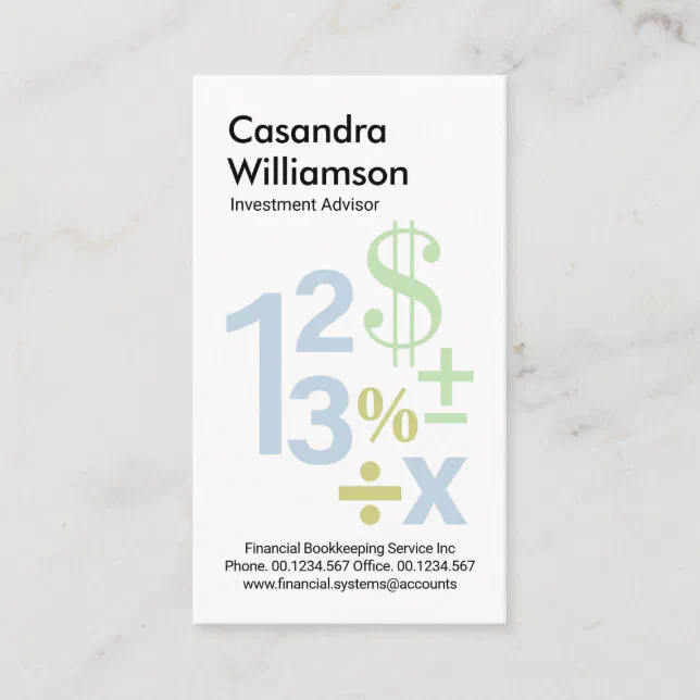 Creative Floating Numbers Math Symbols Business Card | Zazzle