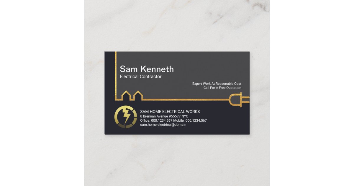 Creative Gold Building Electrical Power Line Business Card | Zazzle