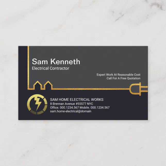 Creative Gold Building Electrical Power Line Business Card | Zazzle