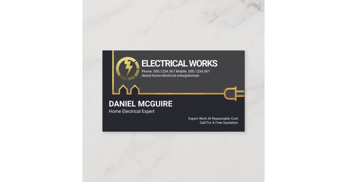 Creative Gold Building Electrical Wiring Electric Business Card | Zazzle
