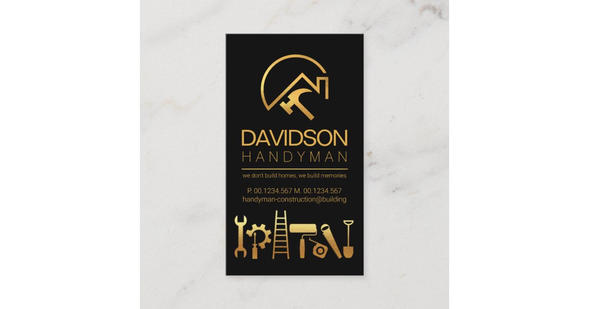 Creative Gold Handyman Tools Business Card | Zazzle