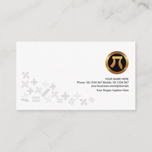 Creative Grey Math Symbols Motif Bookkeeping Business Card | Zazzle