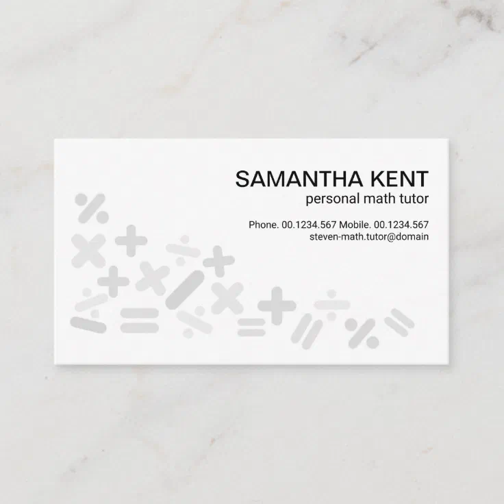 Creative Grey Math Symbols Motif Bookkeeping Business Card | Zazzle
