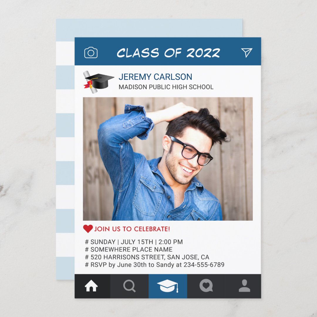 Creative Instagram Frame Photo Graduation Party Invitation | Zazzle