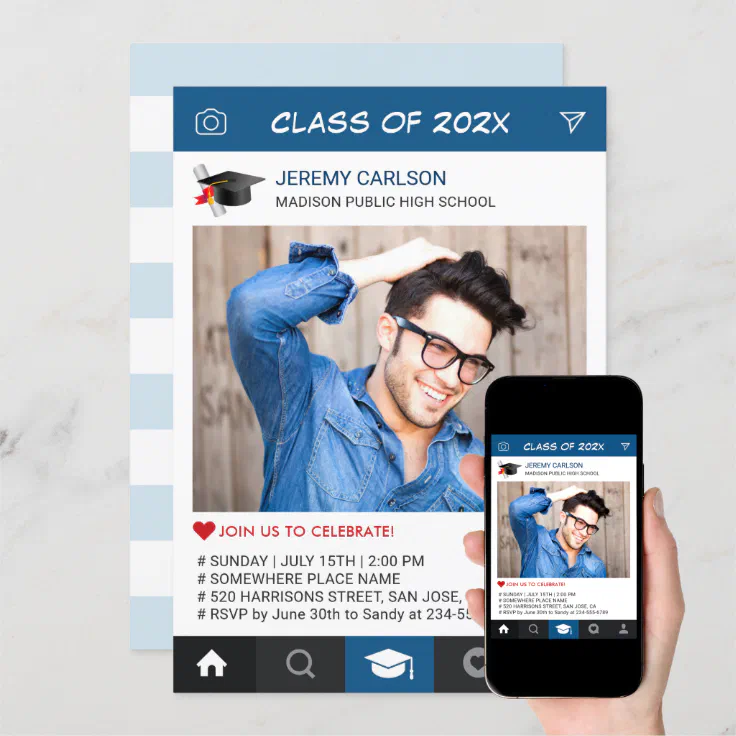 Creative Instagram Frame Photo Graduation Party Invitation | Zazzle