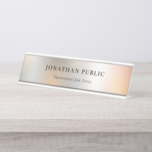Creative Metallic Look Simple Design Professional Desk Name Plate | Zazzle