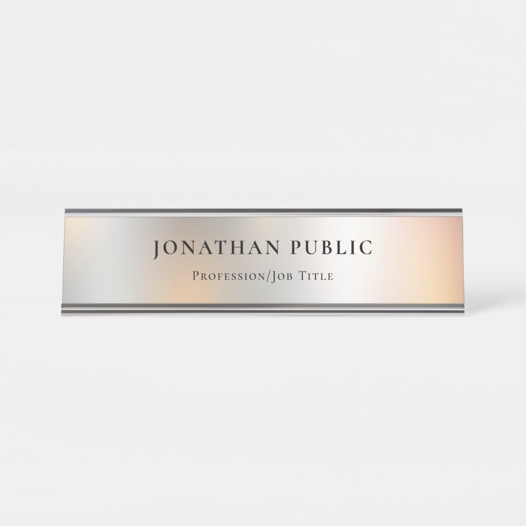 Creative Metallic Look Simple Design Professional Desk Name Plate | Zazzle