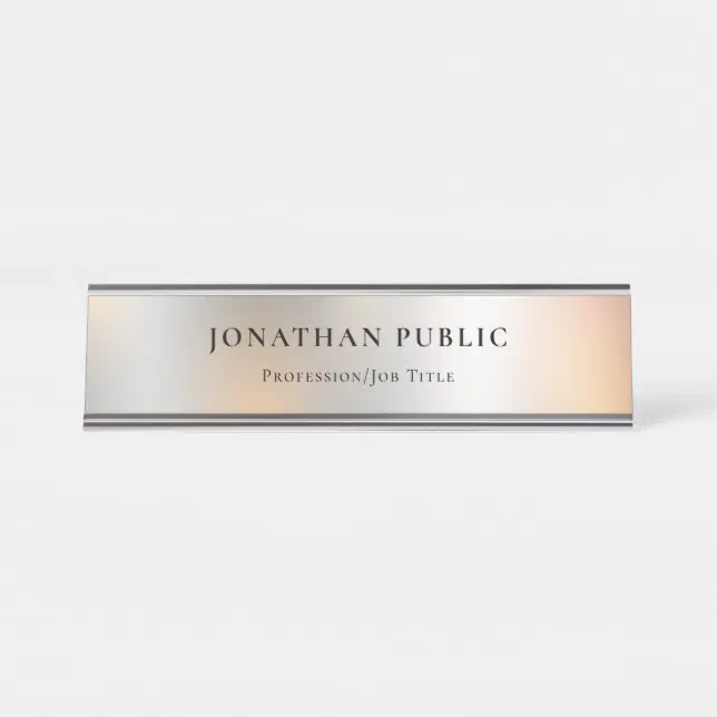 Creative Metallic Look Simple Design Professional Desk Name Plate | Zazzle