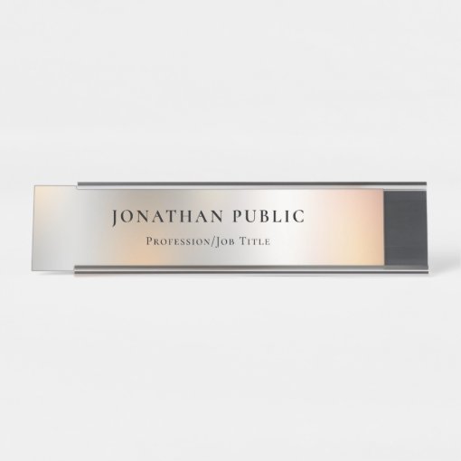 Creative Metallic Look Simple Design Professional Desk Name Plate | Zazzle