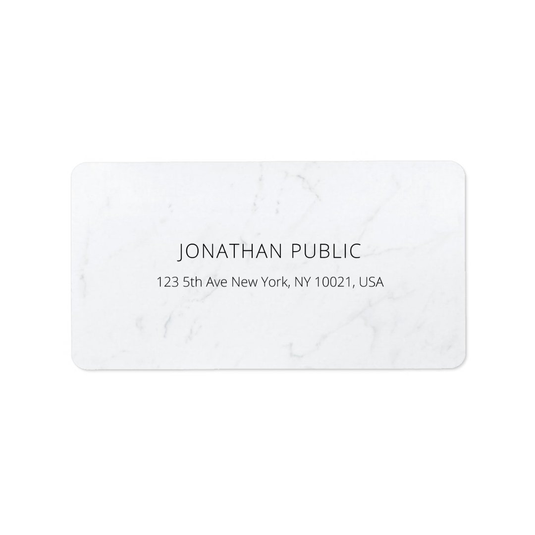 Creative Minimalist Modern White Marble Template Label | Zazzle