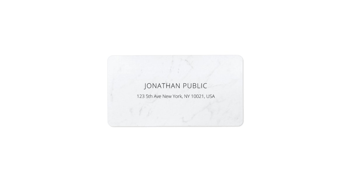 Creative Minimalist Modern White Marble Template Label | Zazzle