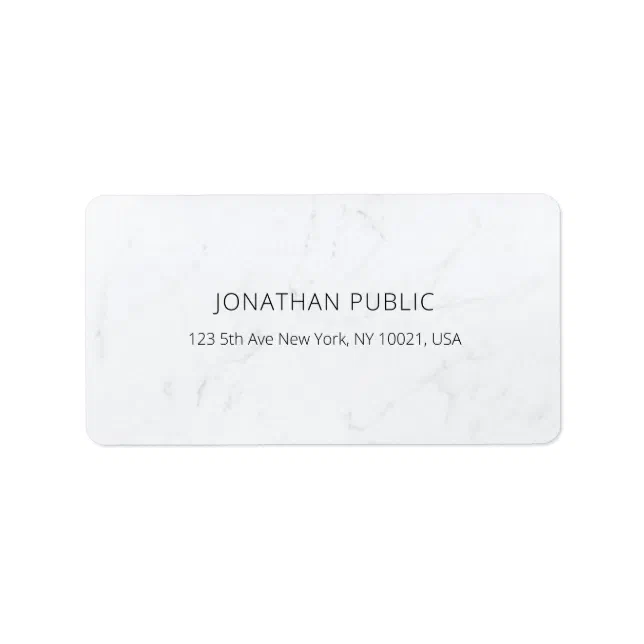 Creative Minimalist Modern White Marble Template Label | Zazzle