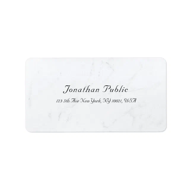 Creative Minimalistic Modern White Marble Plain Label | Zazzle