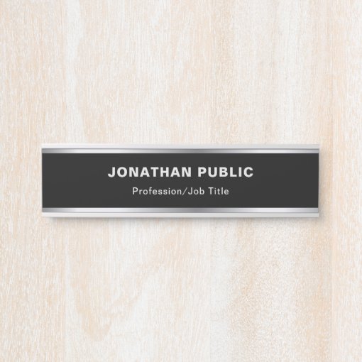 Creative Modern Design Black And Silver Glamorous Door Sign | Zazzle