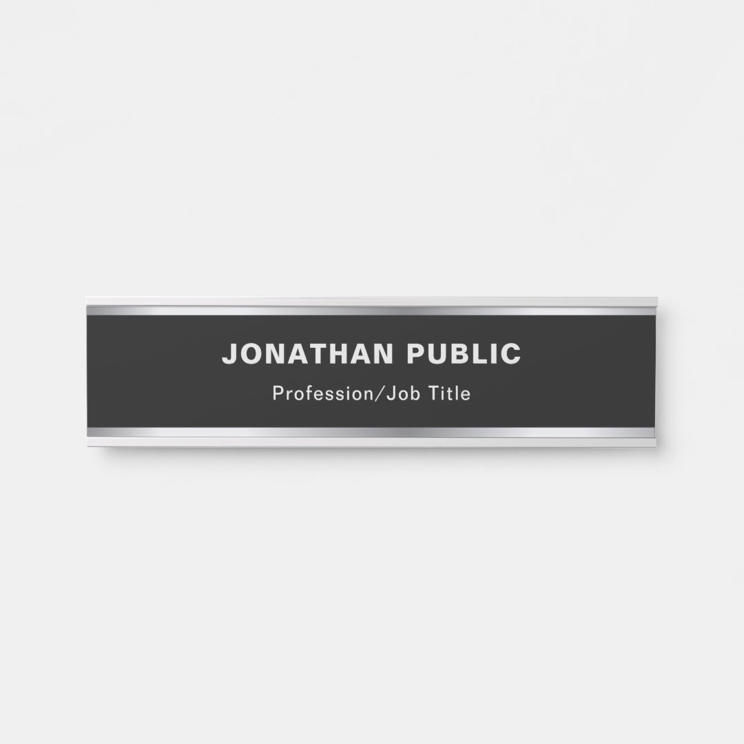 Creative Modern Design Black And Silver Glamorous Door Sign | Zazzle