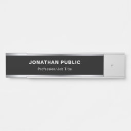 Creative Modern Design Black And Silver Glamorous Door Sign | Zazzle