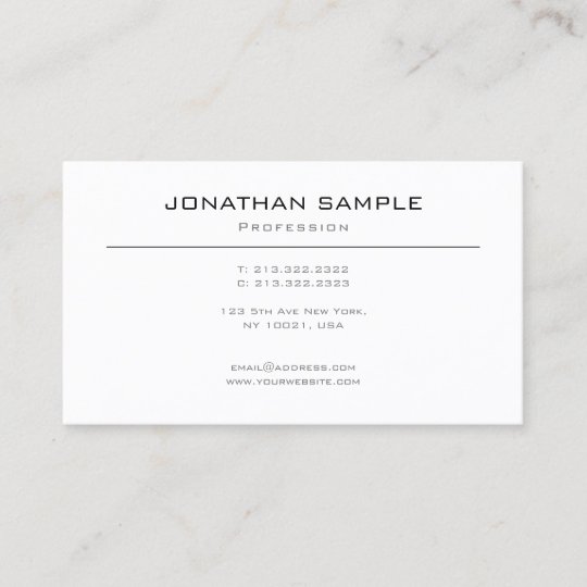 Trendy Stylish Simple Plain White Minimalist Class Business Card ...