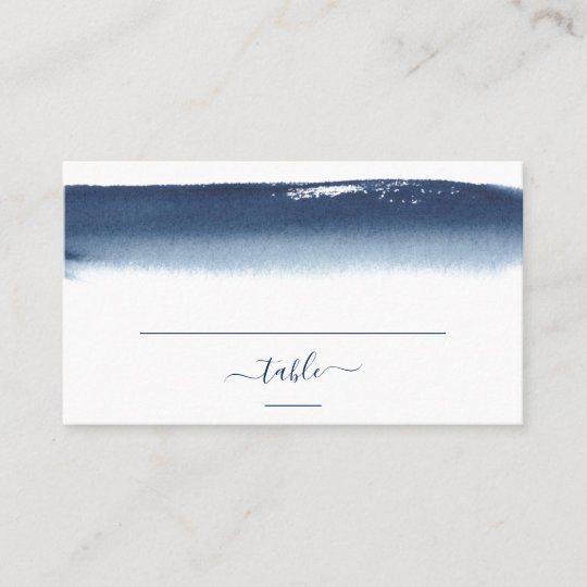 Creative Navy Blue Watercolor Brushstroke Wedding Place Card | Zazzle.com