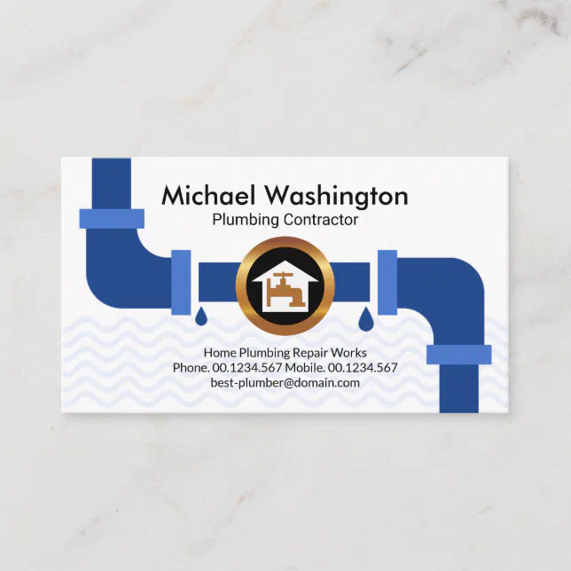 Creative Plumbing Pipe Border Plumber Contractor Business Card | Zazzle