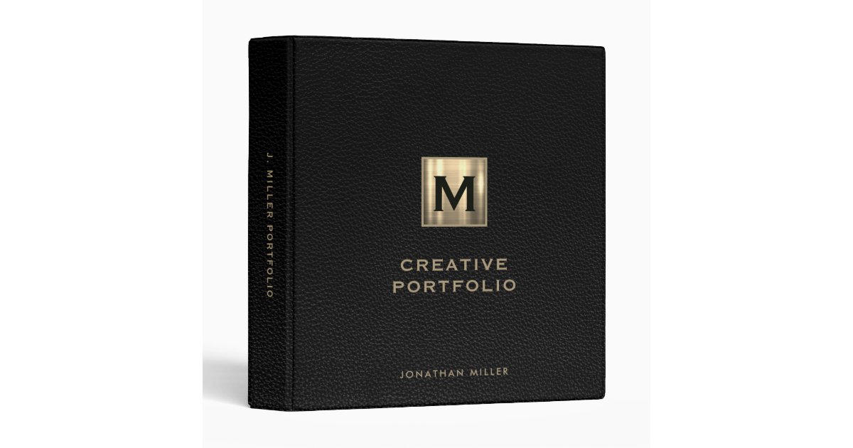 Creative Portfolio with Custom Initial and Name 3 Ring Binder | Zazzle