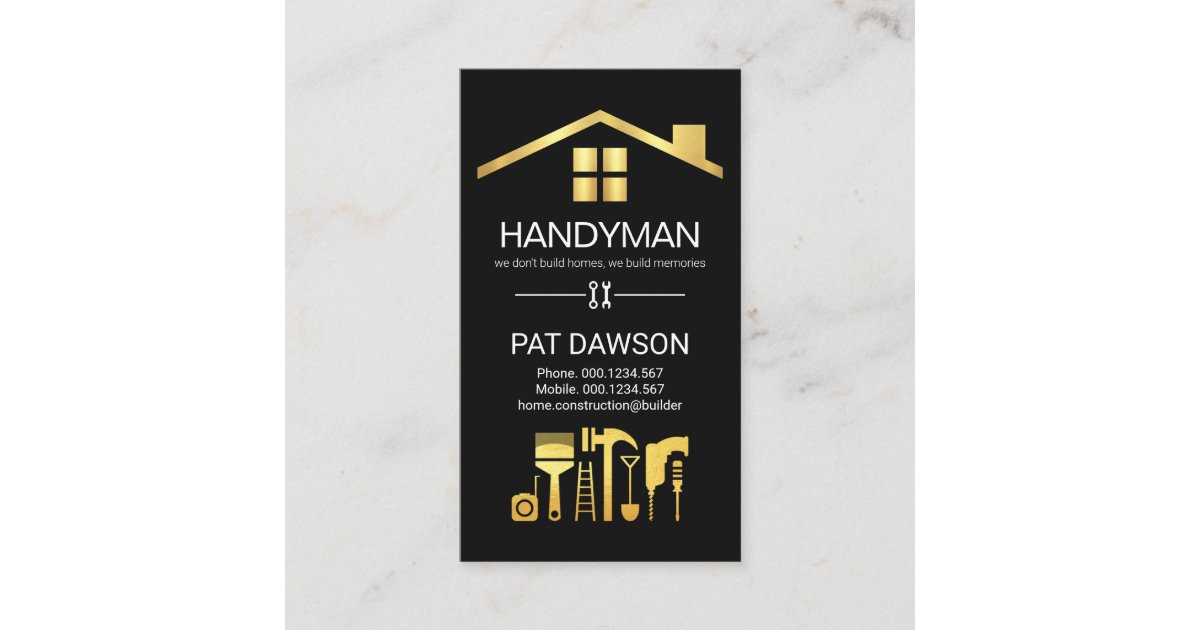 Creative Professional Gold Handyman Tools Business Card | Zazzle